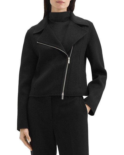 Theory Fem Wool & Cashmere-Blend Moto Jacket in Black | Lyst