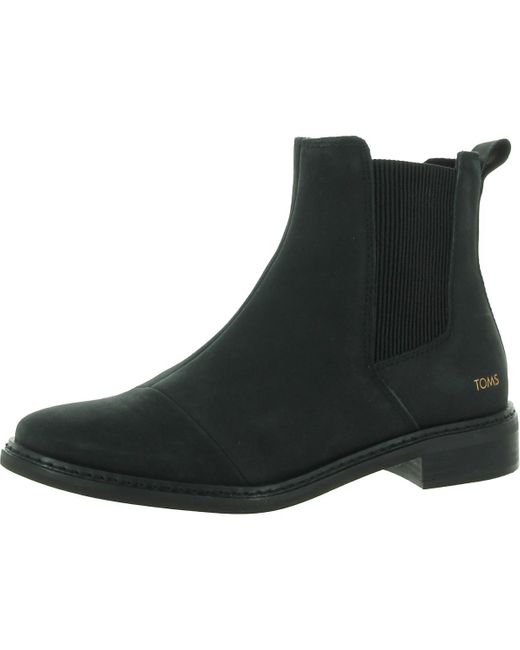 TOMS Charlie Boot Leather Pull On Ankle Boots in Black | Lyst