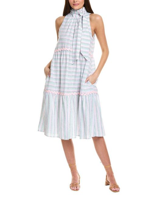 Sara Campbell Brooklyn Linen Midi Dress in Blue | Lyst