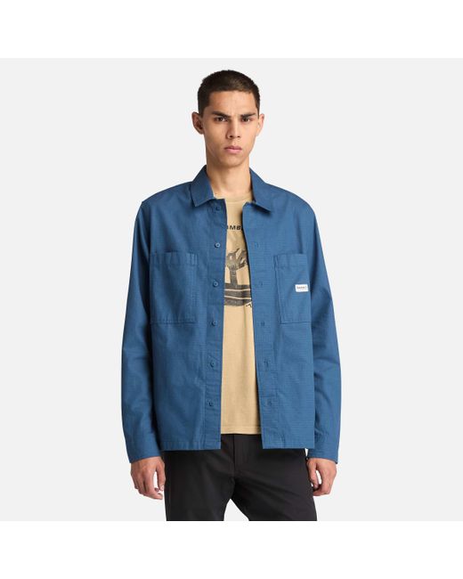 Timberland Ripstop Utility Long-Sleeve Overshirt in Blue for Men | Lyst