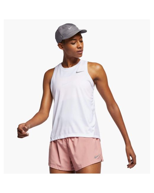 Nike Miler Running Tank/Reflective Aj8102-100 in White | Lyst