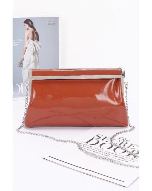 Fashnzfab Patent Leather Frame Clutch Bag in White | Lyst