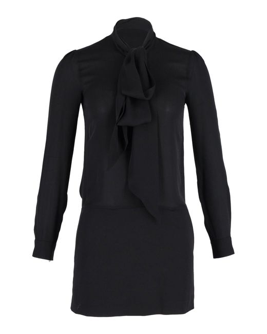 Theory Pussy Bow Mini Dress In Black Lyst