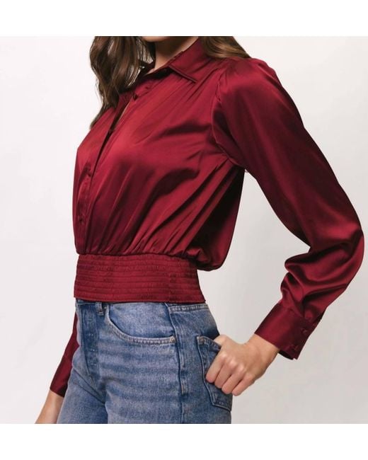Hutch Jama Smocked Blouse in Red | Lyst
