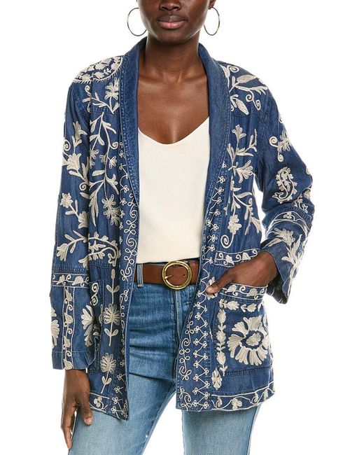 Johnny Was Military Jacket in Blue | Lyst