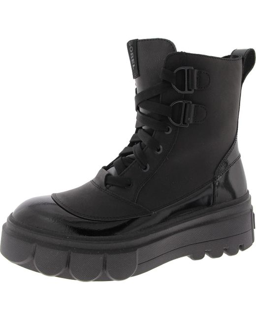 Sorel Caribou X Leather Combat & Lace-Up Boots in Black | Lyst