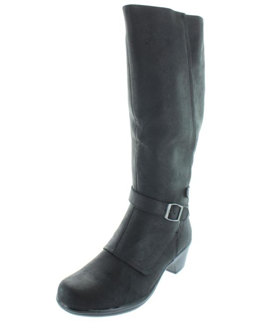 Easy Street Jan Wide Calf Faux Leather Riding Boots in Gray | Lyst