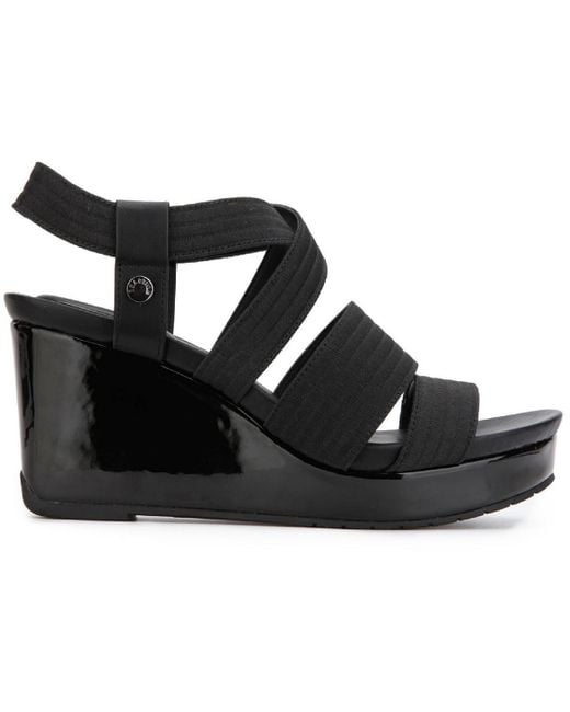 Kenneth Cole Card Elastic Wedge Strappy Made Platform Sandals in Black ...