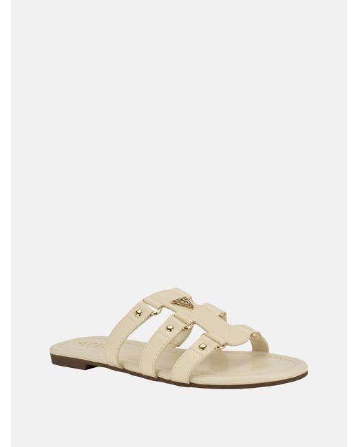 Guess Leania Gladiator Slide Sandals in White | Lyst