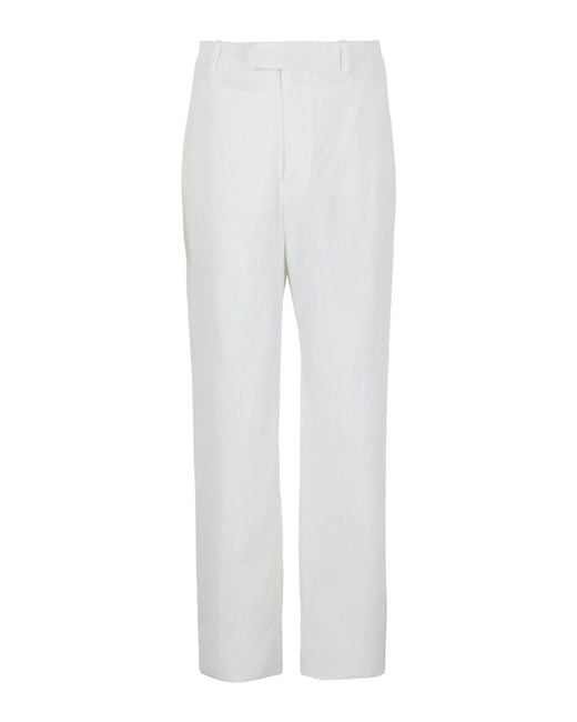 Ferragamo Silk Wide Leg Pants in White for Men | Lyst