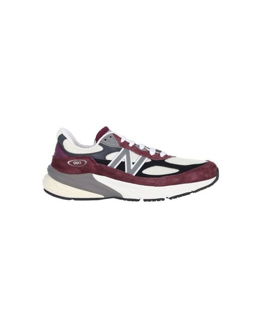 New Balance Bordeaux Suede And Mesh Sneakers With Iconic Logo in White ...