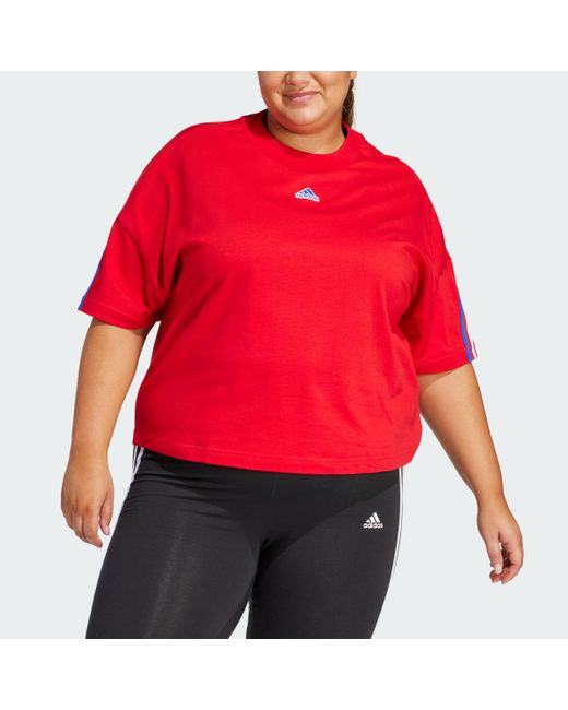 adidas Future Icons 3-stripes Tee (plus Size) in Blue | Lyst