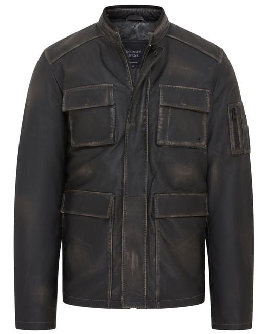 Infinity Leather Vintage Leather Safari Jacket in Black for Men | Lyst