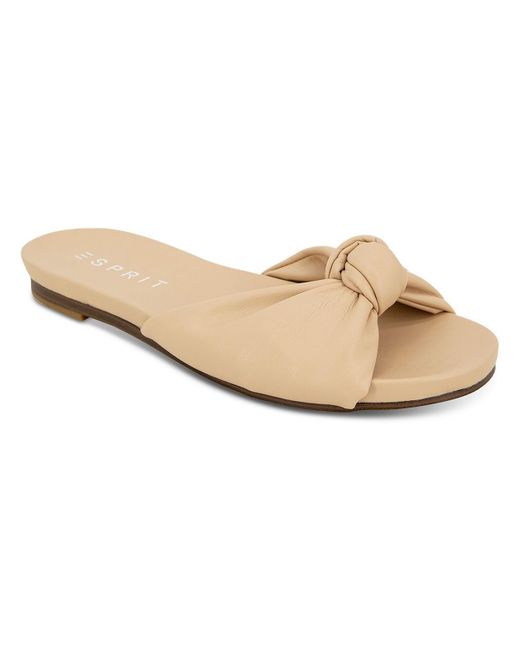 Esprit Tyla Faux Leather Slip On Slide Sandals In Natural Lyst