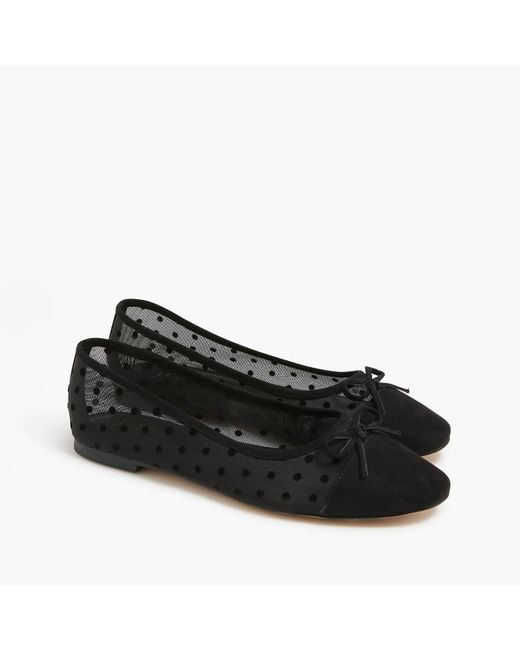 J.Crew Mesh Cap Toe Ballet Flats in Black | Lyst