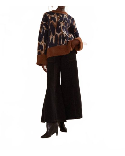 FARM Rio Leopard Print Knit Sweater in Black | Lyst