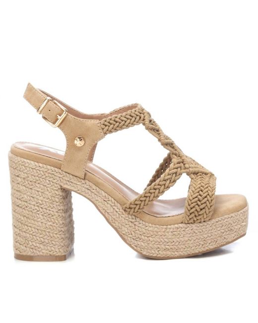 Xti Heeled Jute Sandals in Metallic | Lyst
