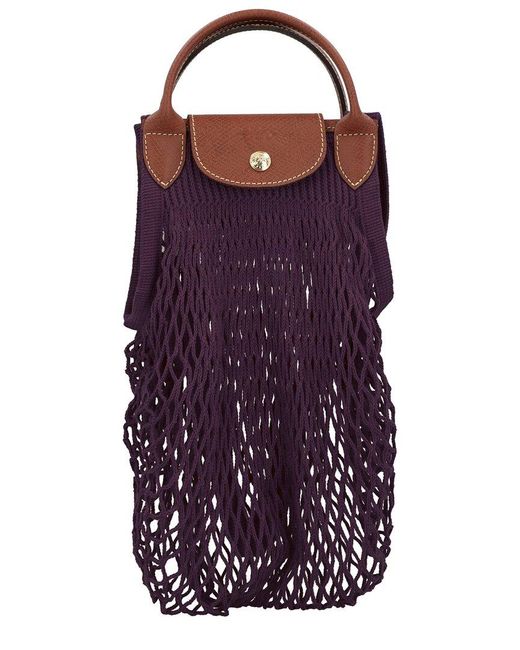 Longchamp Le Pliage Filet Large Mesh Handle Bag With Strap in Purple | Lyst