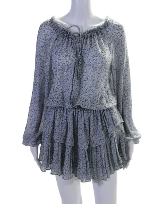 LoveShackFancy Love Shack Fancy Silk Floral Long Sleeve Tiered Blouson ...