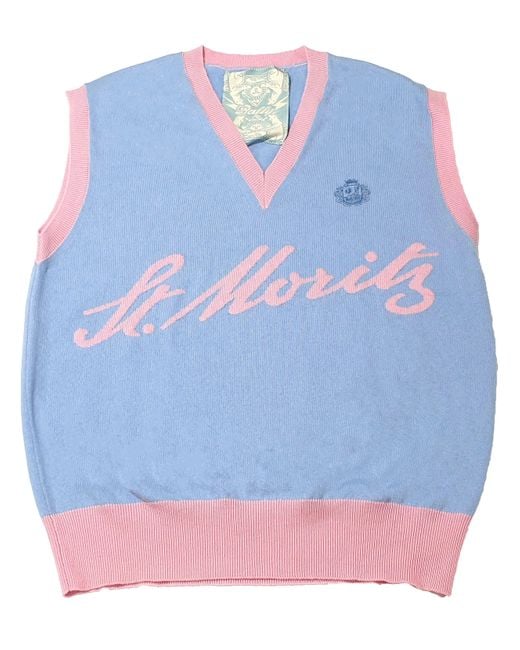 Bally 6302915/ Logo Cashmere Knit Wool Vest in Blue for Men | Lyst