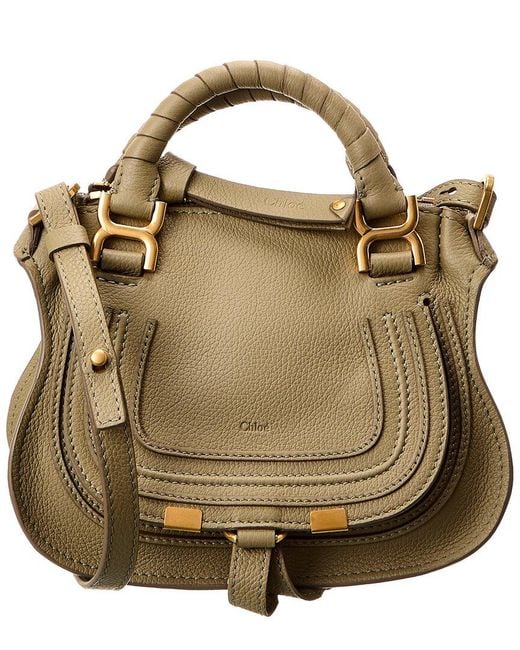 Chloé Marcie Mini Double Carry Leather Shoulder Bag in Green | Lyst