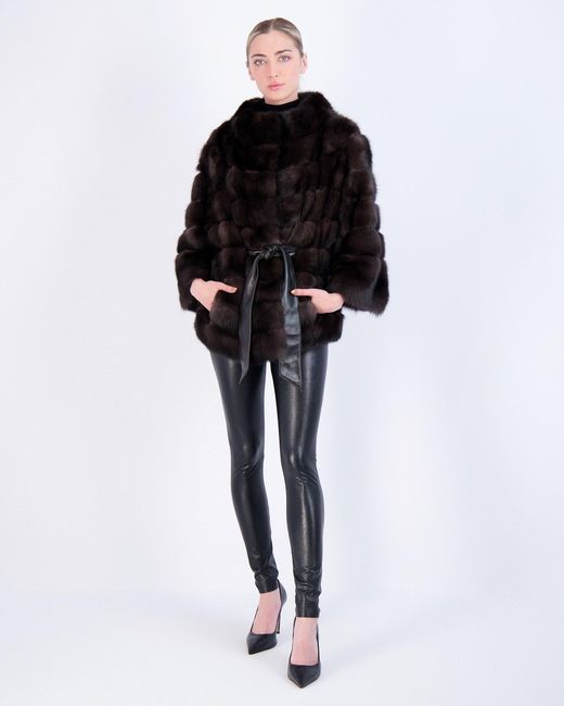 Gorski Sable Fur Stand Collar Jacket in Black | Lyst