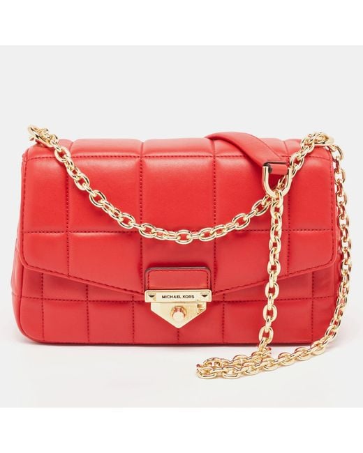 Michael Kors Quilted Leather Large Soho Shoulder Bag in Red | Lyst