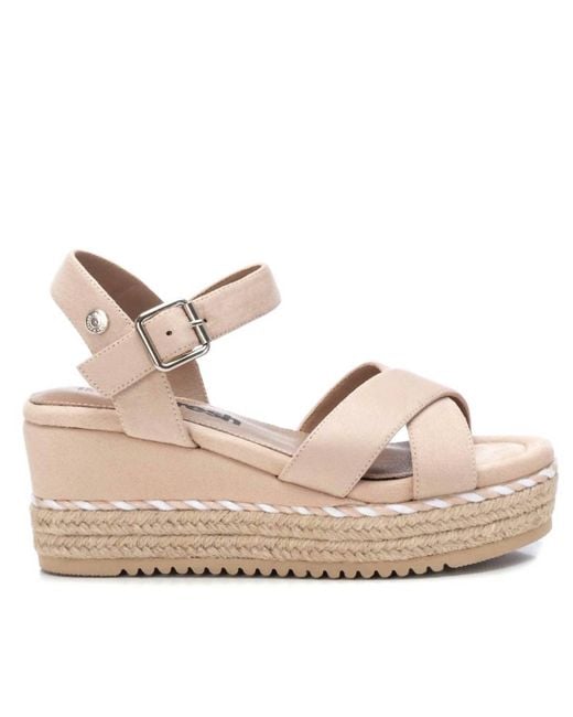 Xti Suede Wedge Sandals in Natural | Lyst