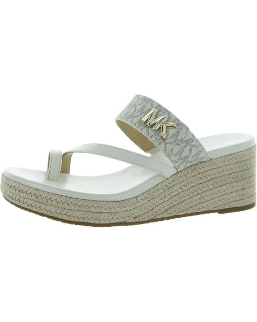 MICHAEL Michael Kors Jilly Mid Wedge Logo Wedge Thong Sandals in ...