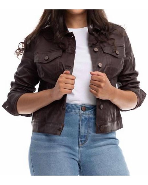 1822 Denim Coated Denim Jacket in Brown | Lyst