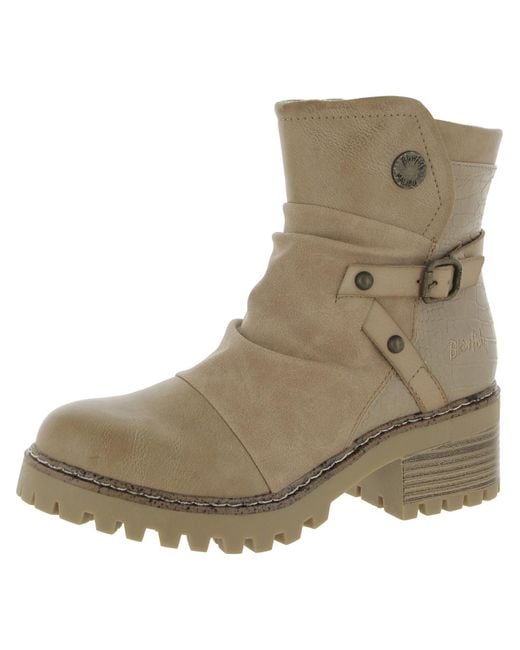 Blowfish Lynxi Faux Leather Vegan Ankle Boots in Brown | Lyst