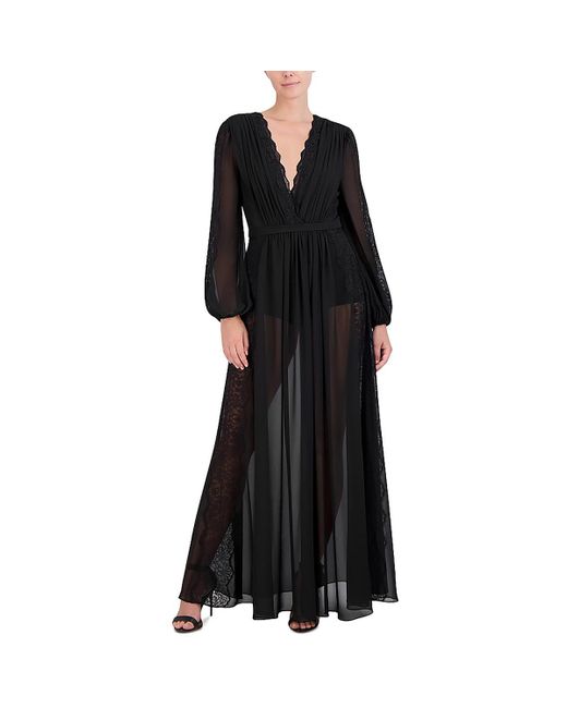 BCBGMAXAZRIA Full Length Sheer Maxi Dress in Black | Lyst
