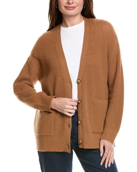 Hannah Rose Shaker Long Wool & Cashmere-Blend Cardigan in Brown | Lyst