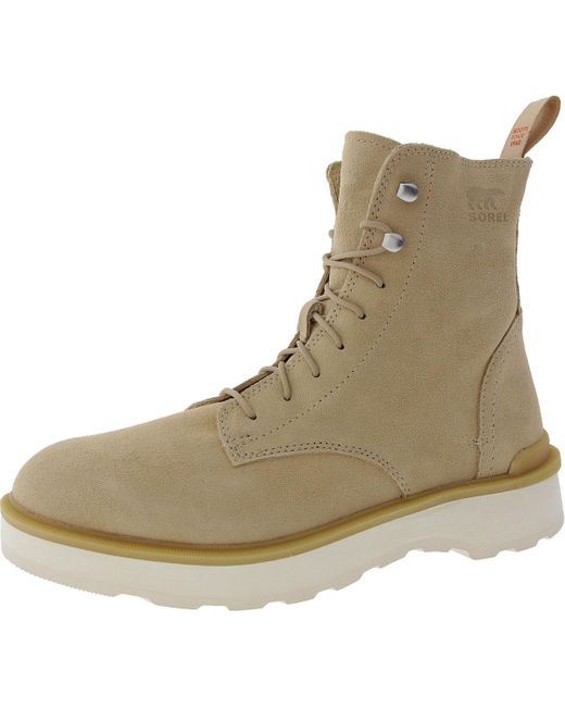 Sorel Hi-Line Lace Leather Lace-Up Booties in Natural | Lyst