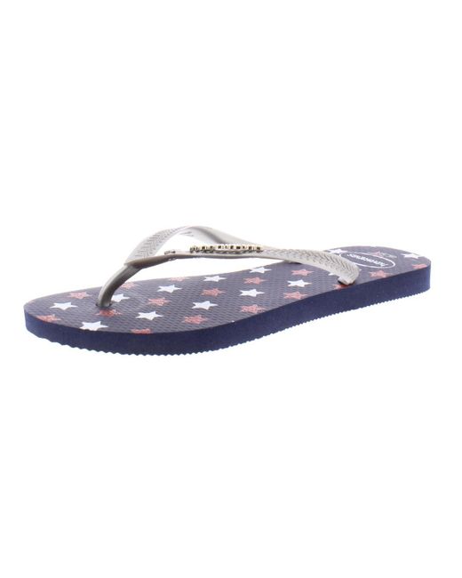 Havaianas Usa Cushioned Sole Glitter Flip Flops In Blue Lyst