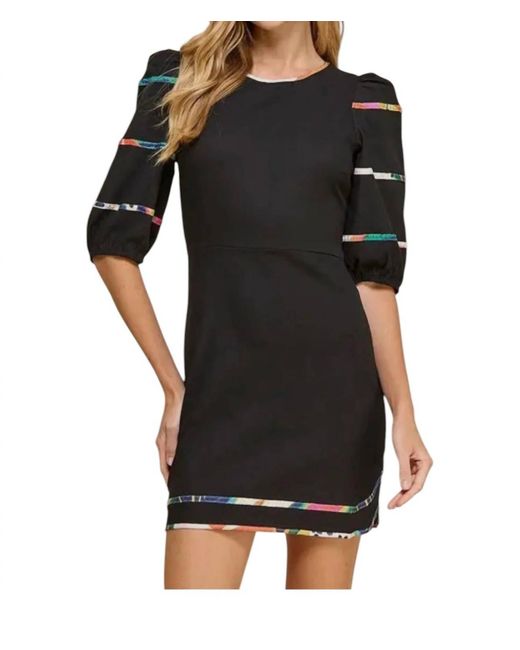 TCEC Round Neckline Contrast Binding Detail Dress in Black | Lyst