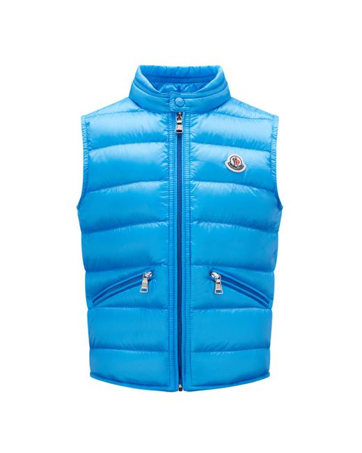 Moncler Quilted Logo Down Vest in Blue for Men | Lyst