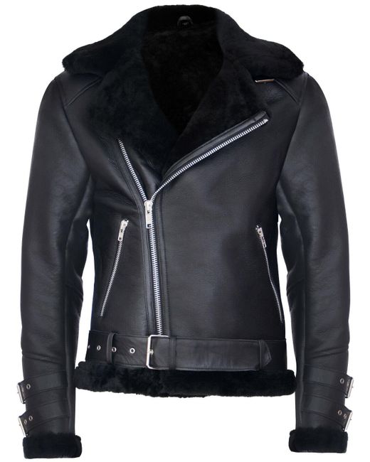 Infinity Leather Sheepskin Leather Biker Jacket-Edmonton in Black for ...