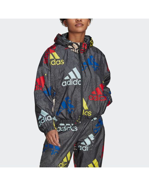 adidas Essentials Multi-colored Logo Loose Fit Windbreaker in Blue | Lyst adidas Essentials Multi-colored Logo Loose Fit Windbreaker in Blue | Lyst