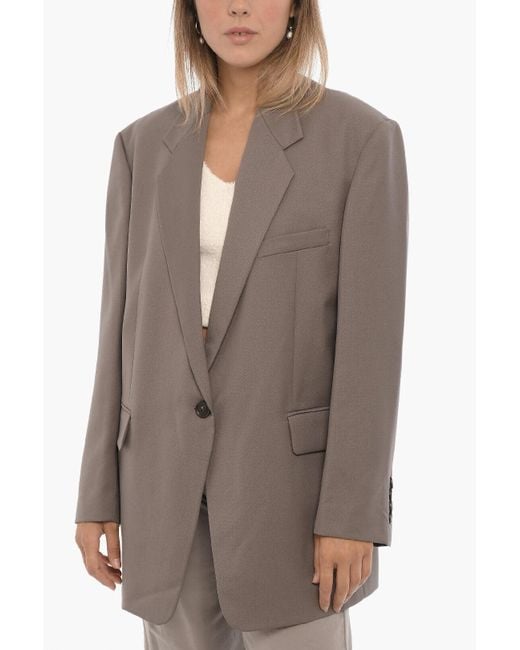 Low Classic Wool Blend One Buttons Blazer With Flap Pockets S Standard ...
