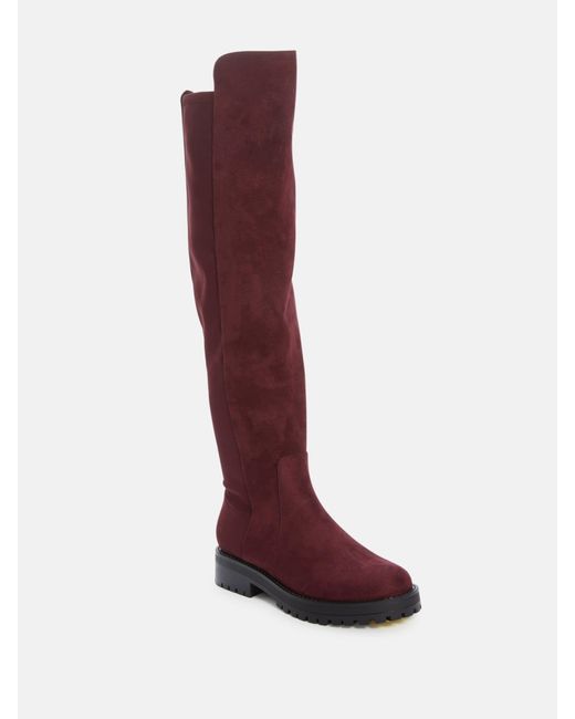 Guess Analin Knit Panel Riding Boots in Red | Lyst