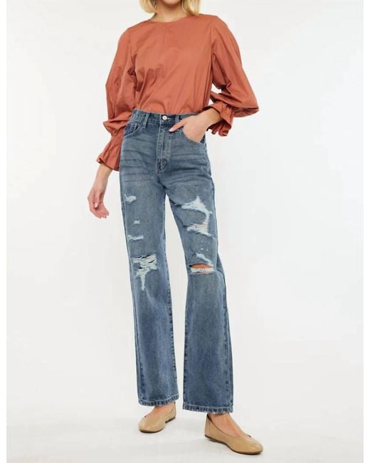 Kancan Stephanie 90's Boyfriend Jeans in Blue | Lyst