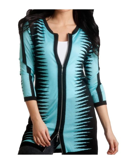 Angel Zig-Zag Zip Long Cardigan in Green | Lyst