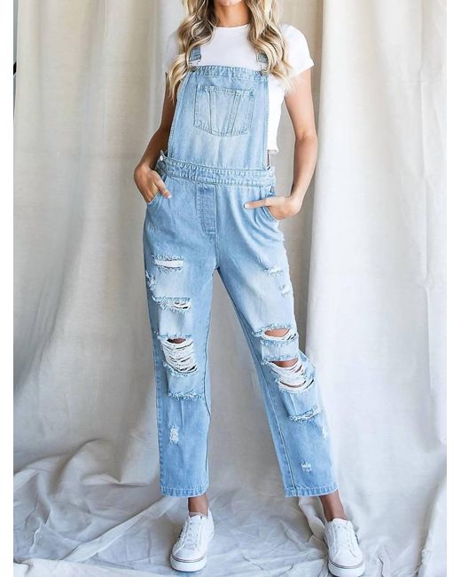 Bibi Distressed Overall in Blue | Lyst