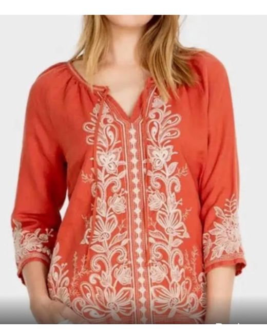 Johnny Was Jewel Pleasant Top in Red | Lyst