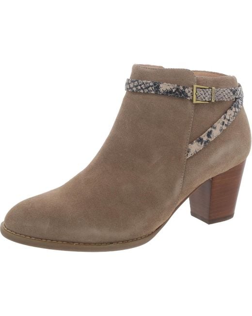 Vionic 322 Upton Suede Block Heel Ankle Boots in Brown | Lyst