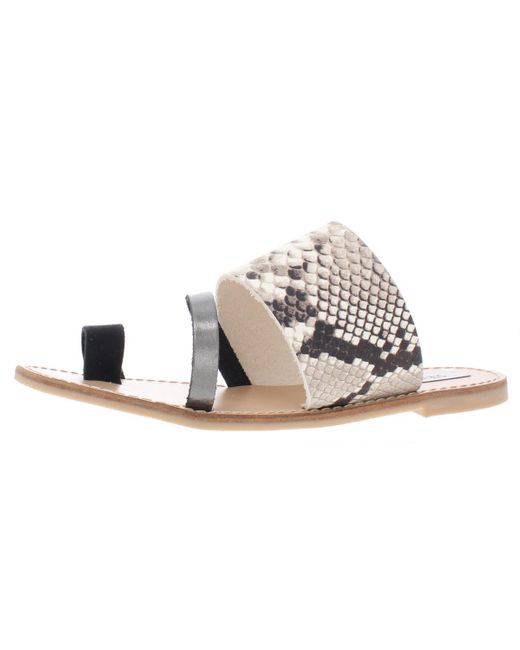 Steve Madden Ronny Leather Snake Print Flat Sandals | Lyst