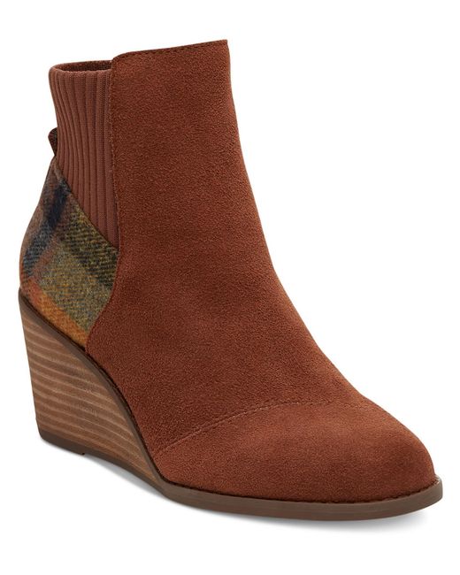 TOMS Sadie Suede Round Toe Ankle Boots in Brown | Lyst