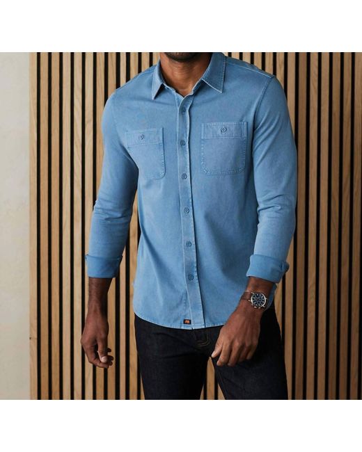 The Normal Brand Lennox Jersey Button Up Shirt in Blue for Men | Lyst