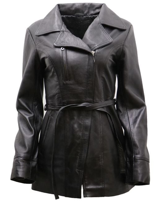Infinity Leather Md Length Leather Biker Jacket-Okehampton in Black | Lyst